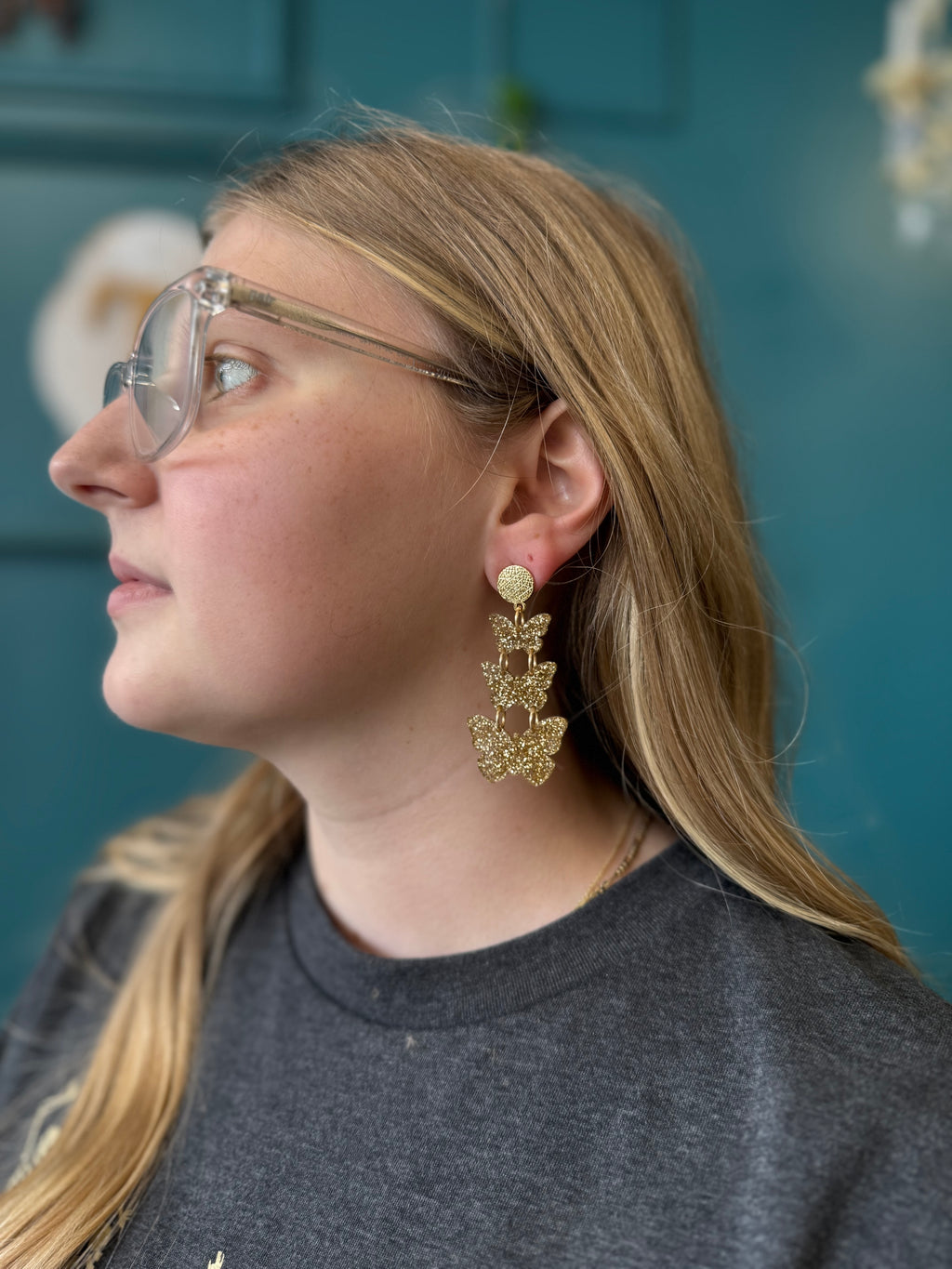 Gold Triple Butterfly Drops – Tennile's Boutique and Formals